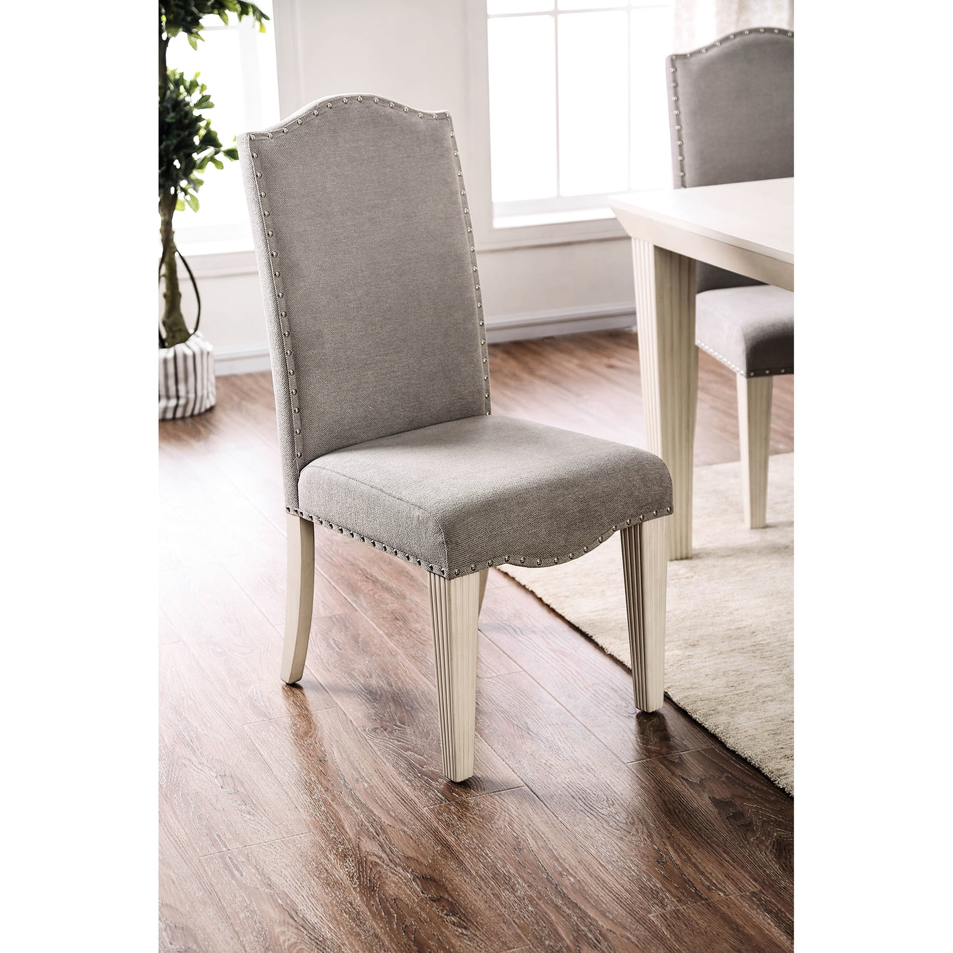 Modern Transitional 2 Gray Fabric Parson Chairs | Camel Back Design for ...