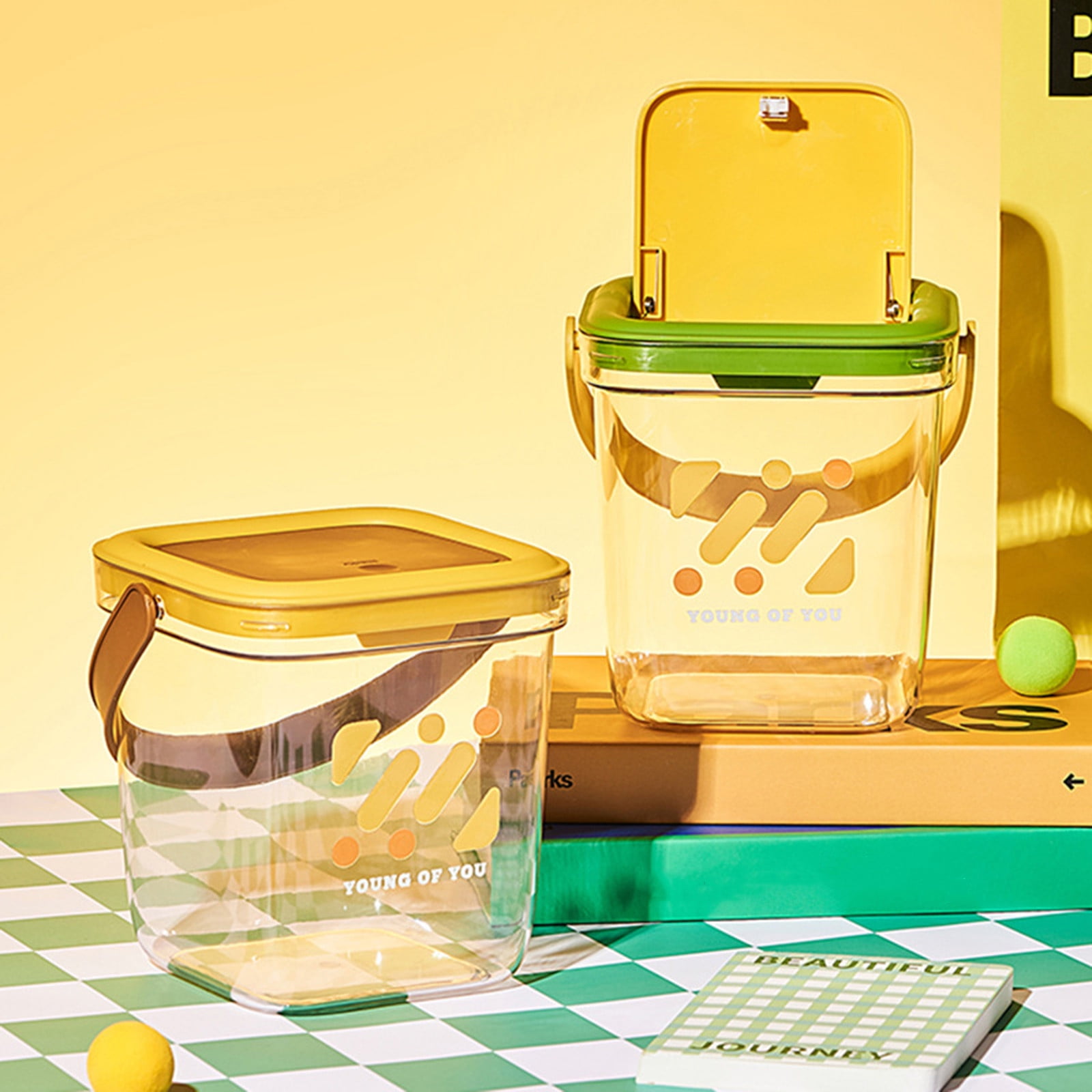 Modern Transparent Desk Organizer, Acrylic Storage Can, Push-to-Open ...