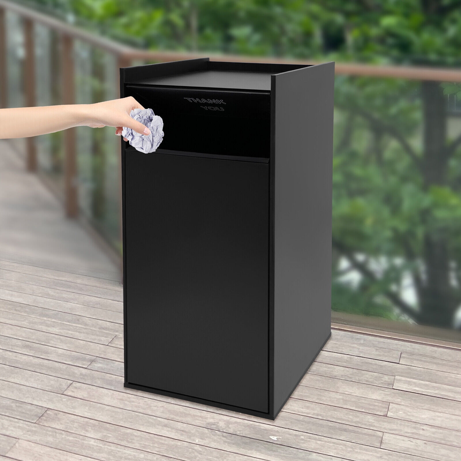 Modern Trash Bin Cabinet W/ Tray Rack 40Gallon Freestanding for ...
