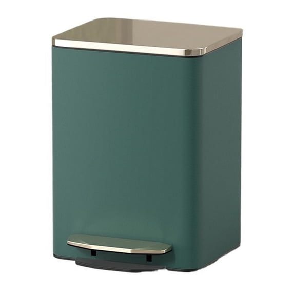 Modern Trash Can with Lid, Stainless Steel Step Garbage Can with PU ...