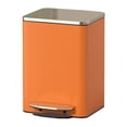 Modern Trash Can with Lid, Stainless Steel Step Garbage Can with PU ...