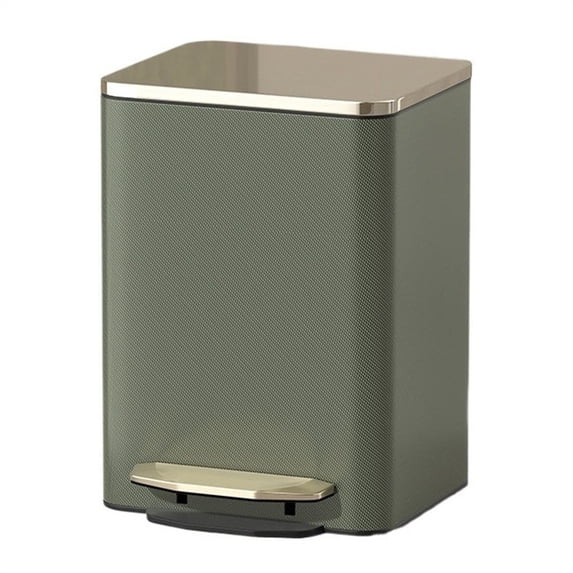 Modern Trash Can with Lid, Stainless Steel Step Garbage Can with PU ...