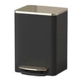Modern Trash Can with Lid, Stainless Steel Step Garbage Can with PU ...