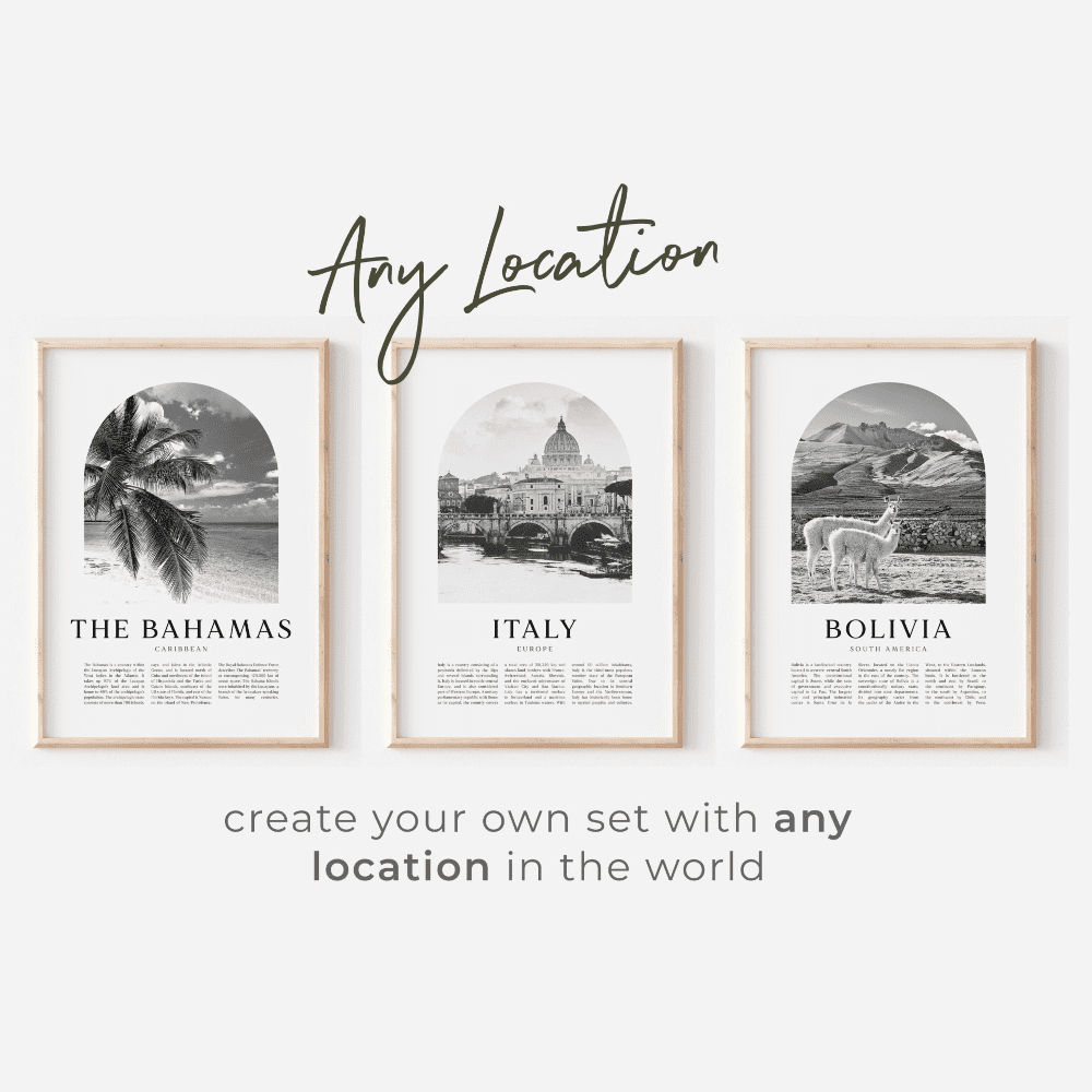Modern Travel Poster Any Location City Landmark Poster Set Set 3 ...