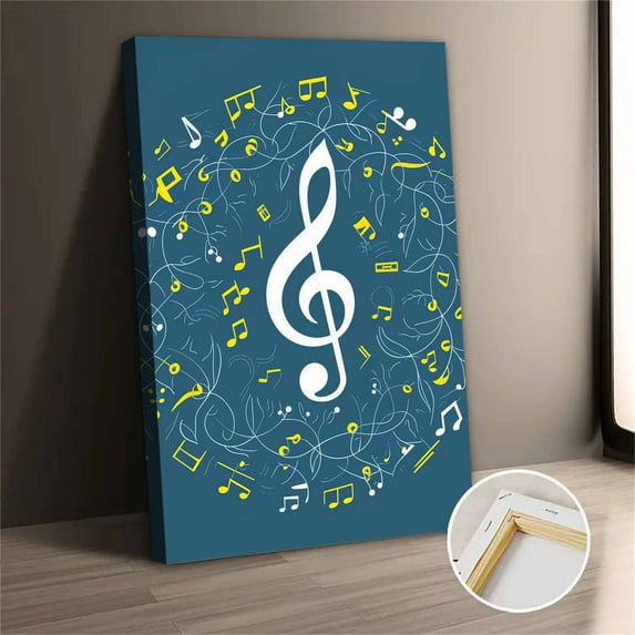 Modern Treble Clef Music Notes Canvas Wall Art - Walmart.com