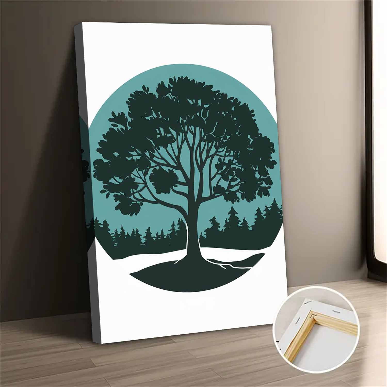 Modern Tree Silhouette Canvas Wall Art For Bedroom Living Room ...