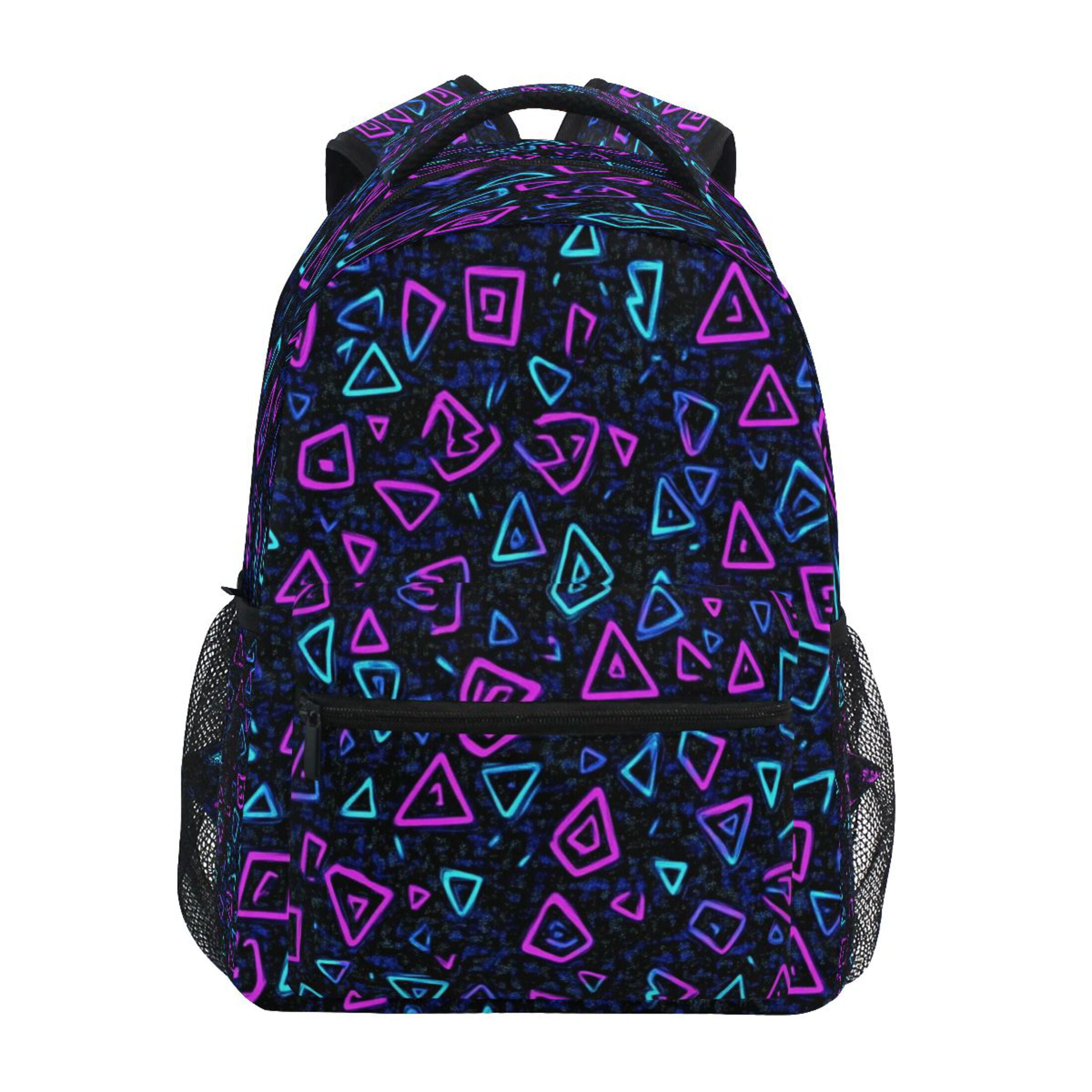 Modern Triangles Neon Pattern Stylish Large Backpack 15L Self-Standing ...