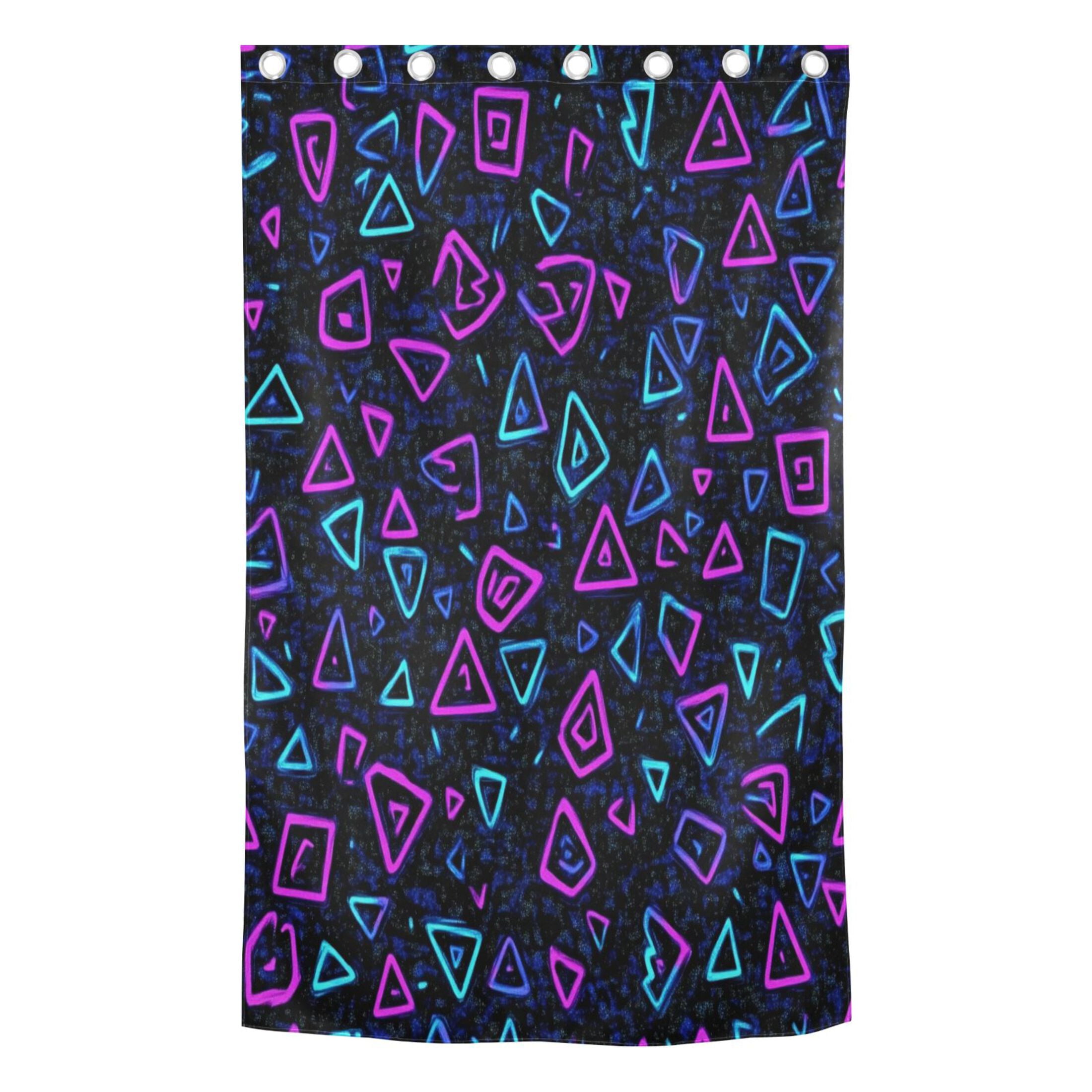 Modern Triangles Neon Pattern Thermal Insulated Blackout Curtain ...