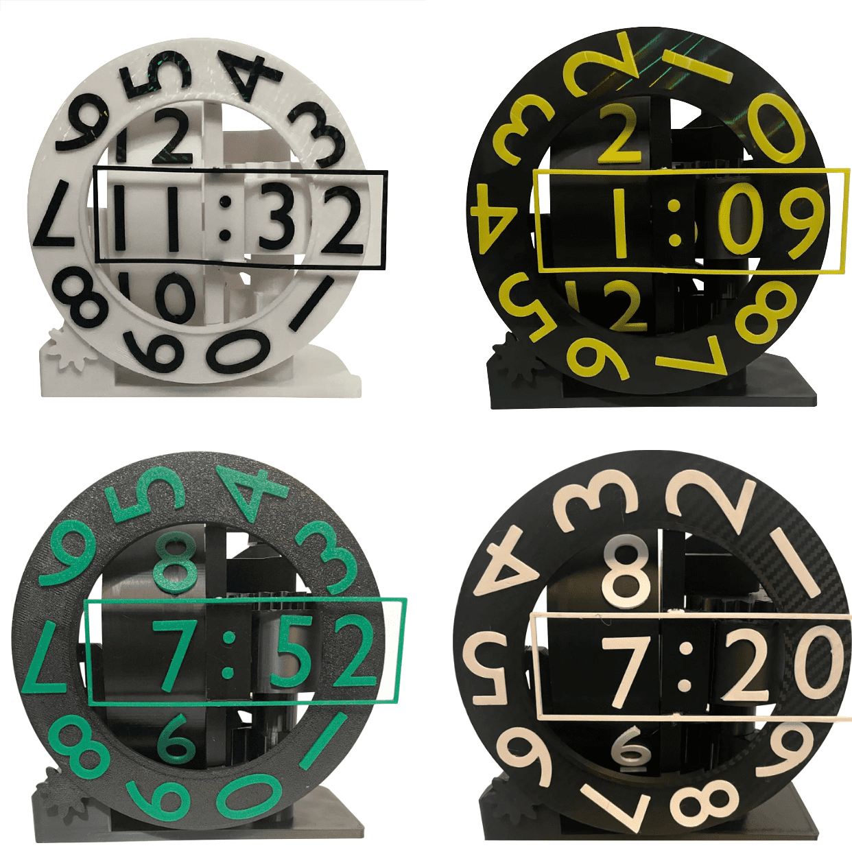 Modern Triaxial Clock, 3D Printed Desktop Clock with Rotating Numeric ...