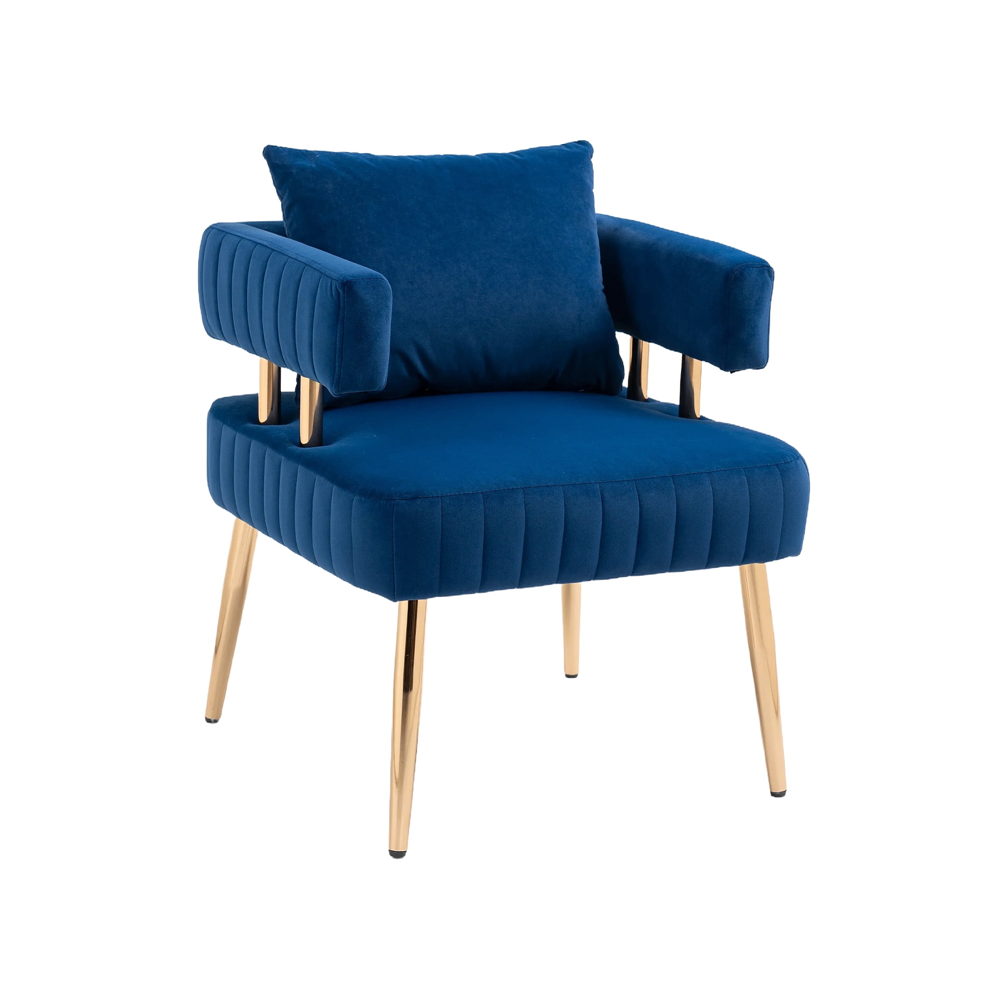 Modern Tufted Accent Chair, Upholstered Single Sofa Chair with Golden ...