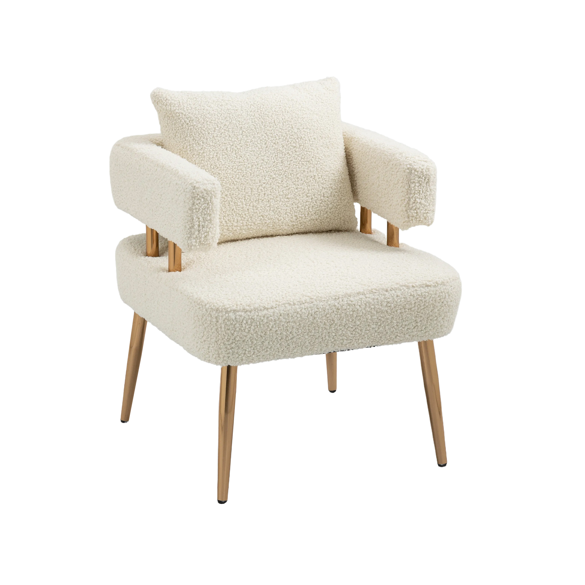 Modern Tufted Accent Chair, Upholstered Single Sofa Chair with Golden ...