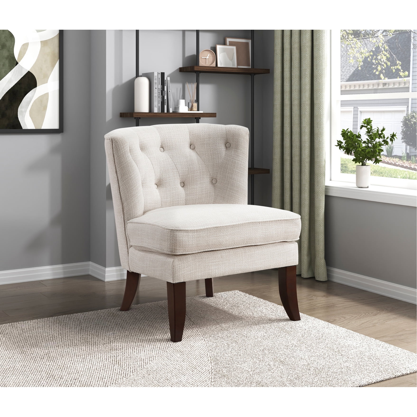 Modern Tufted Chair / Attached Back and Seat Cushions, 29.5in Height ...