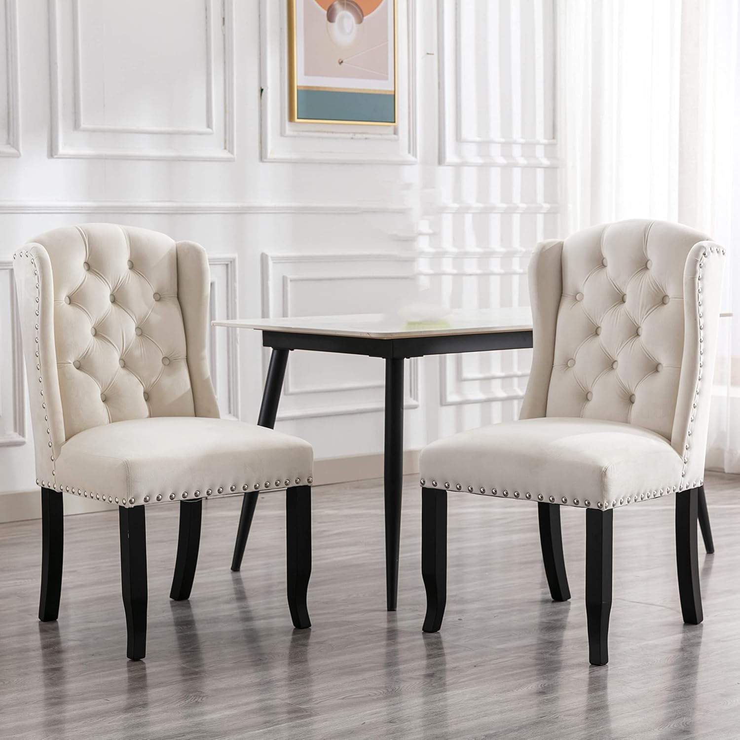 Modern Tufted Dining Chairs Set of 2, Velvet Upholstered Dining Room ...
