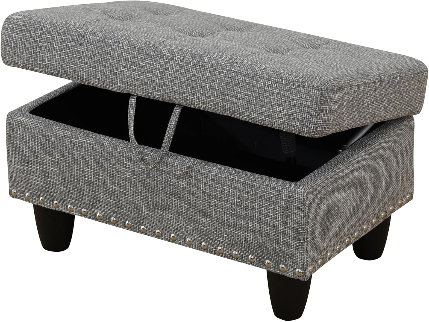 Modern Tufted Storage Ottoman Small Foot Stool with Nailhead Trim ...