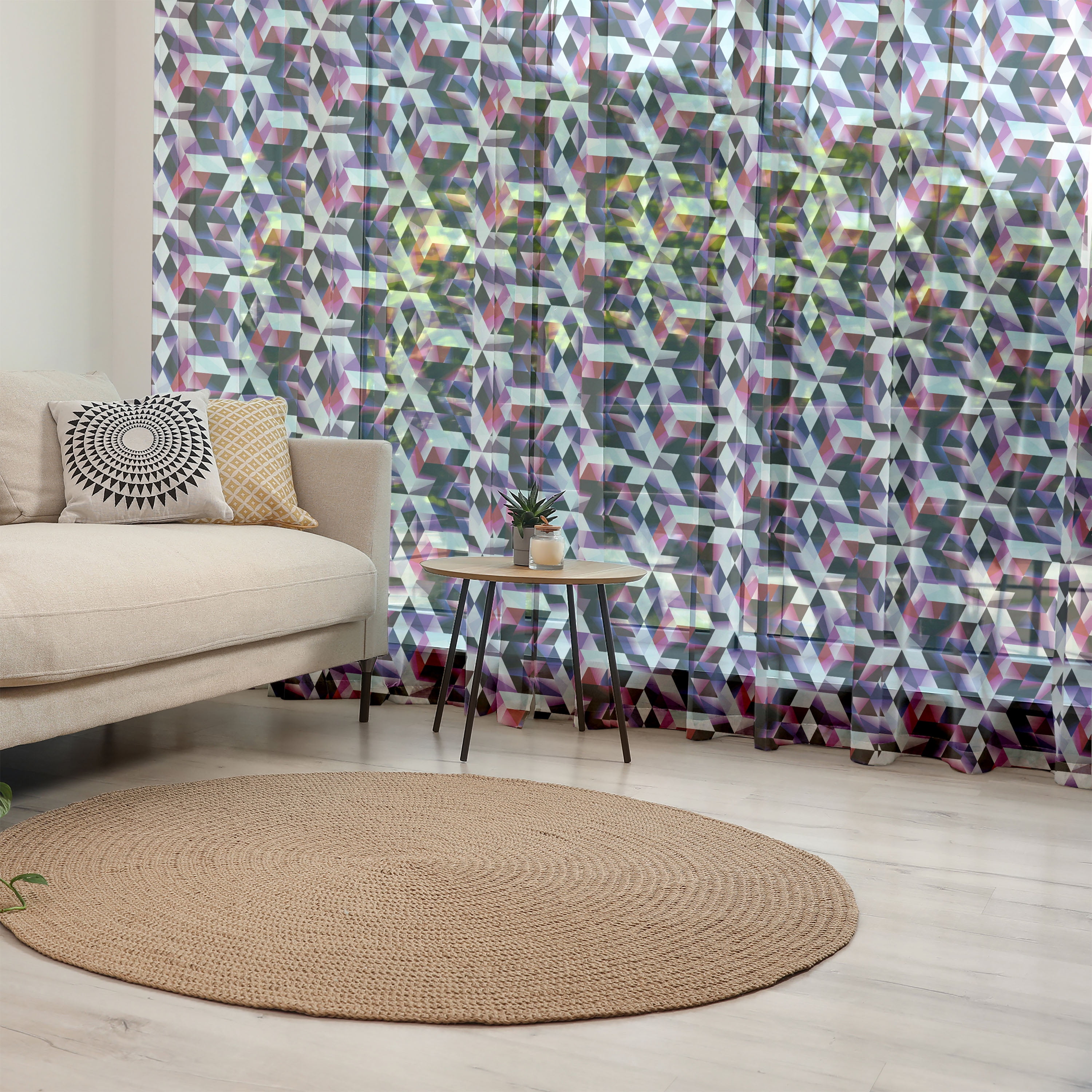 Modern Tulle Curtains with Rod Pocket, Fractal Looking Tech Structure ...