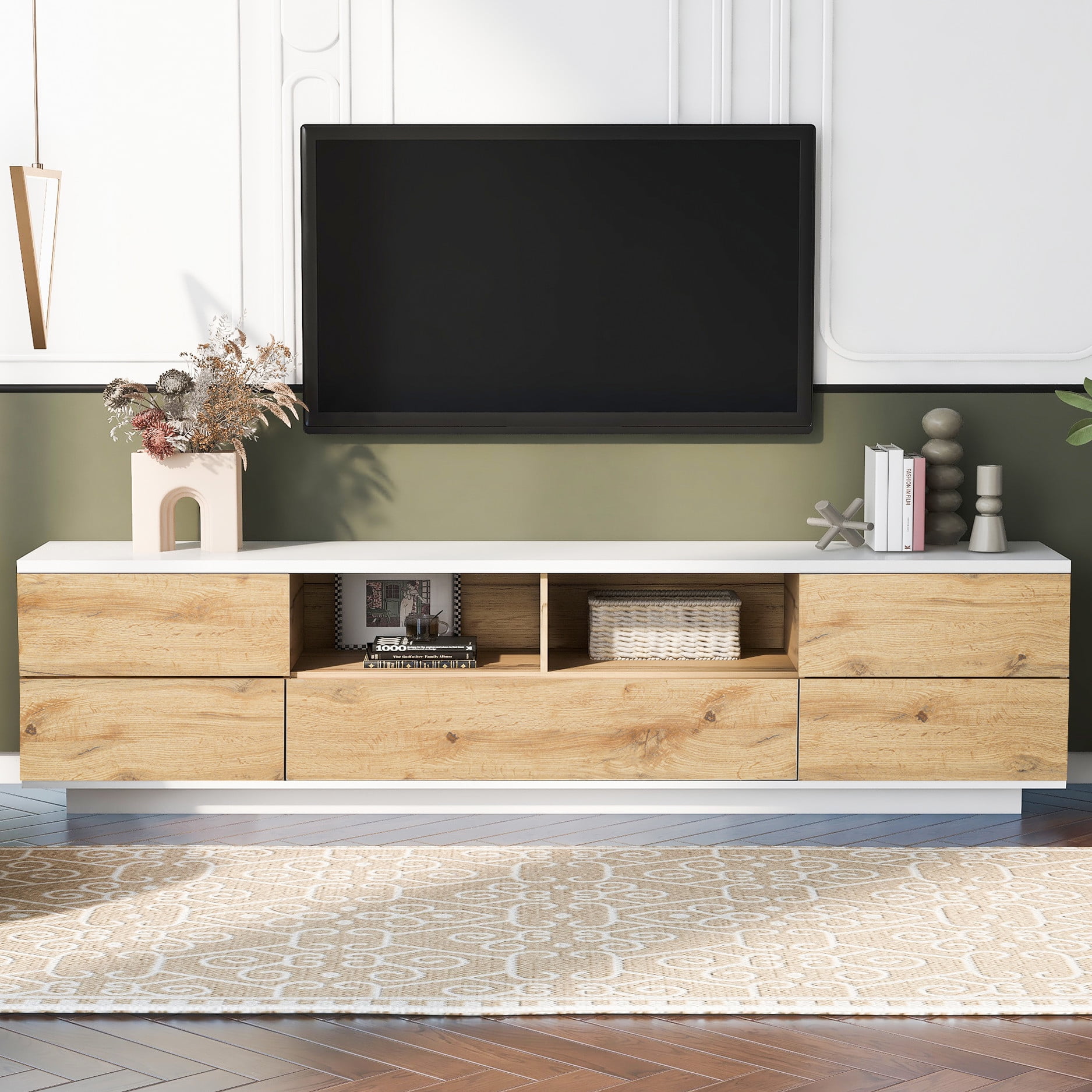 Modern Tv Console For 80" Screens: Space And Door Rebound A Compact ...