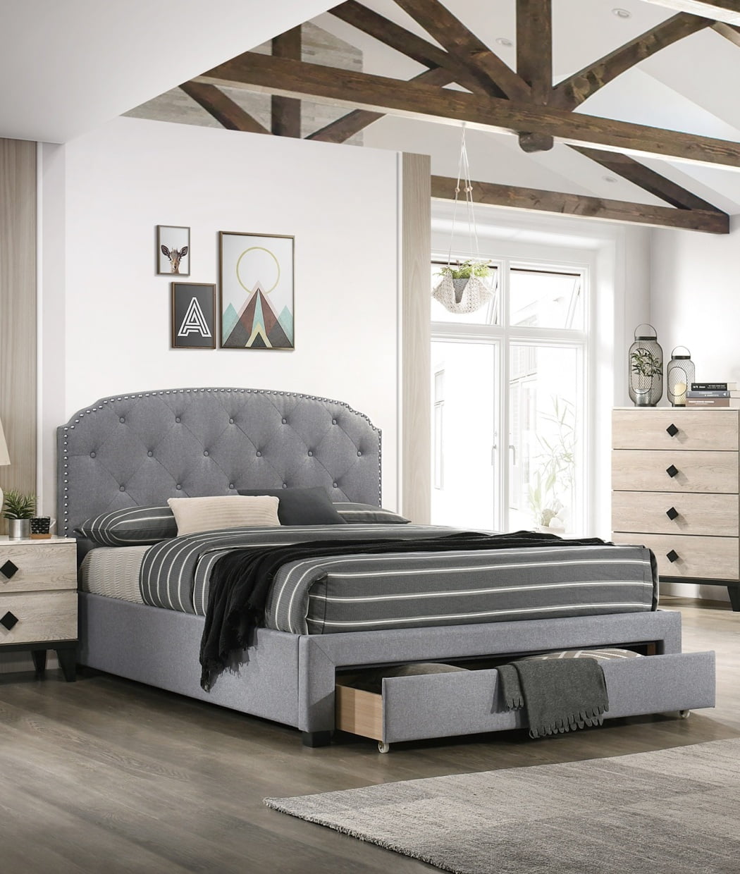 Modern Twin Size Platform Bed with Storage Drawer, Upholstered Daybed ...