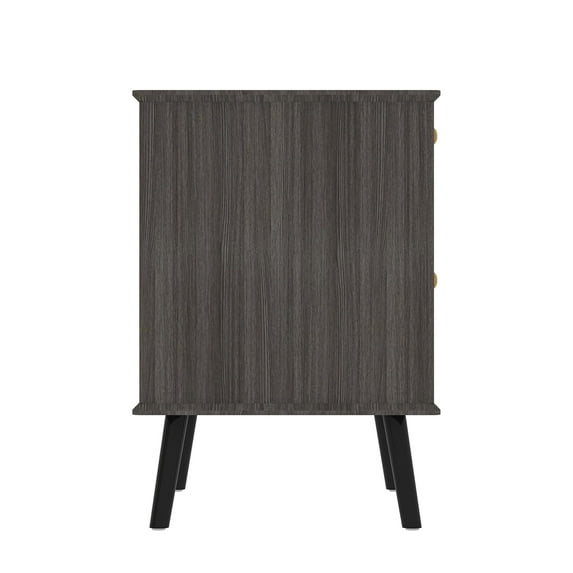 Modern Two-Color MDF Bedside Table With Two Rattan Drawers Grey ...