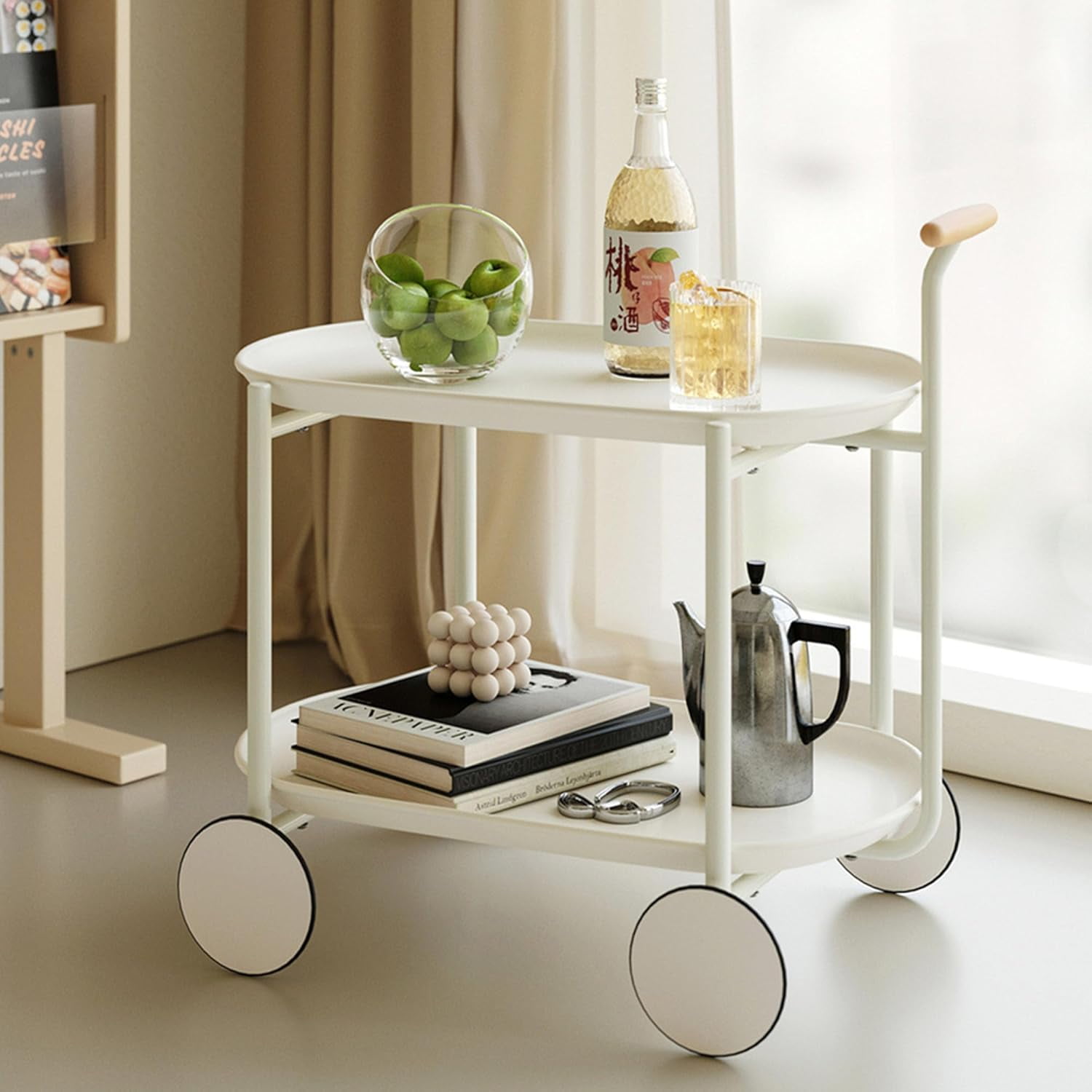 Modern Two Tier Rolling Serving, Bar Cart for The Home, Metal Bar Carts ...