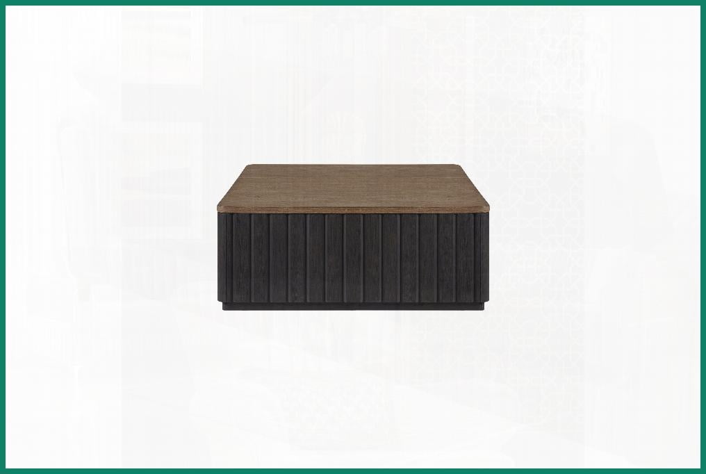Modern Two-Tone Elm Veneer Coffee Table with Casters – Easy Mobility ...