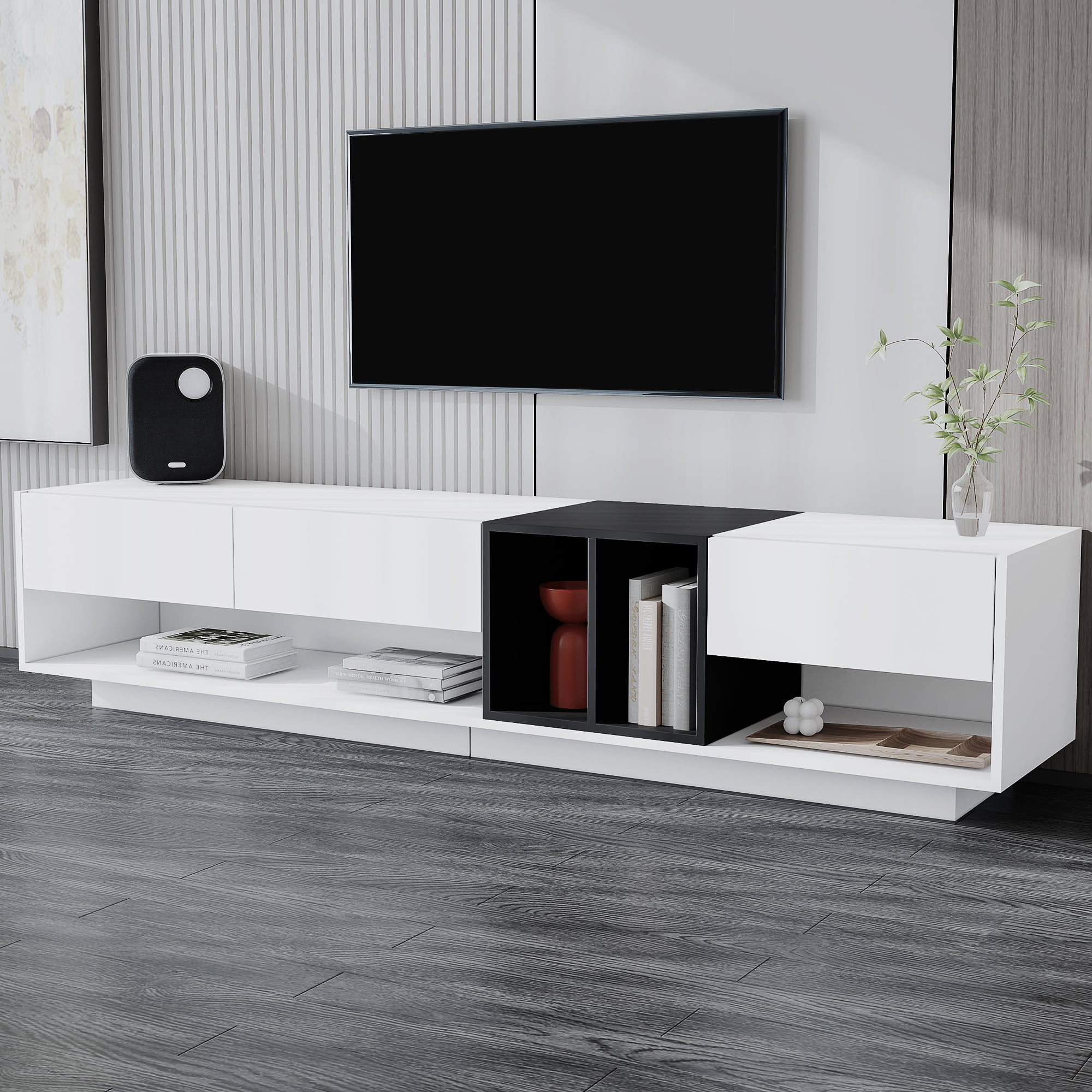 Modern Two-Tone TV Stand for TVs Up to 80'' - Sleek and Stylish Media ...