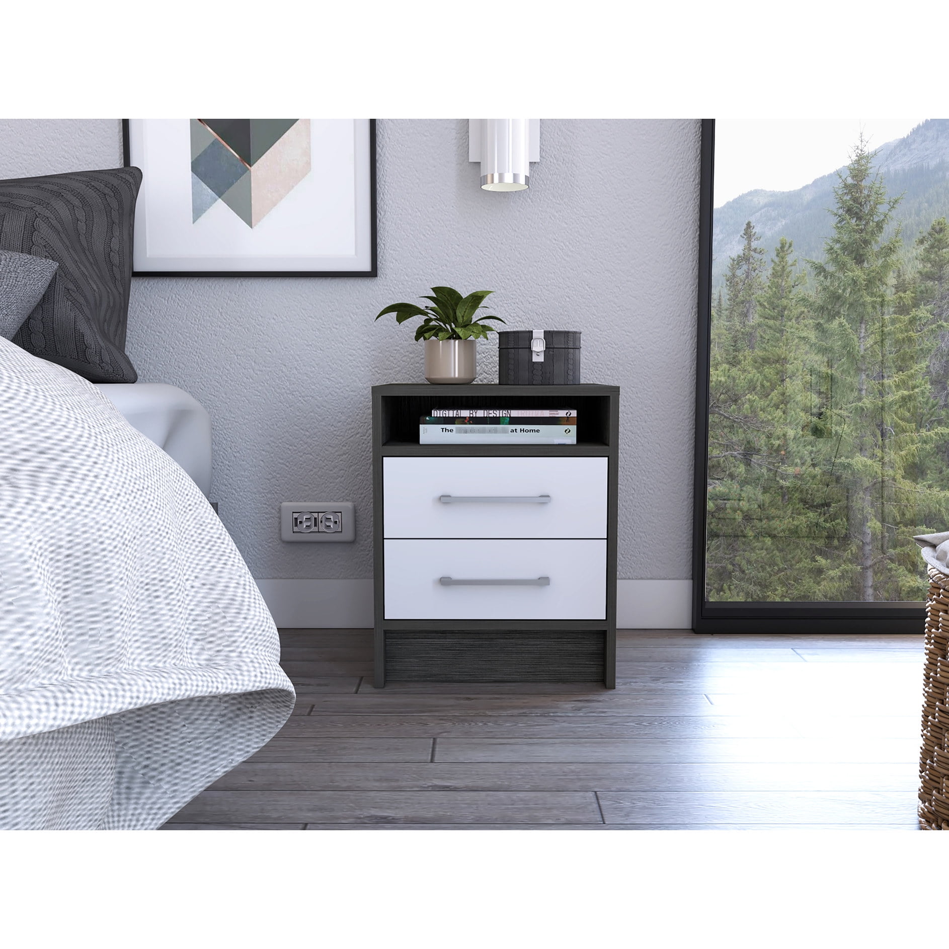 Modern Two - drawer Nightstand | Suitable for Bedroom Decor and Storage ...