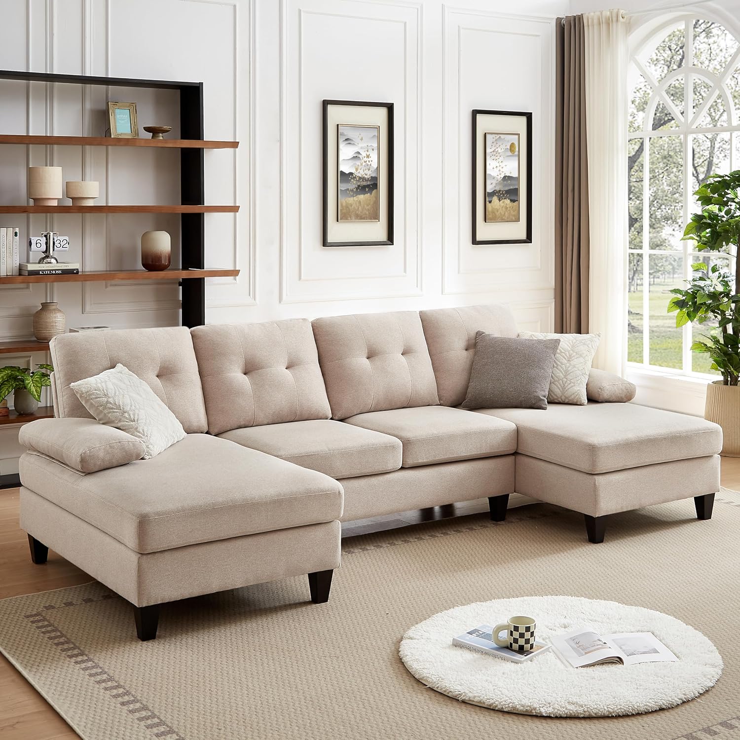 Modern U Shape Convertible Sectional Sofa Couch, Polyester Fiber ...