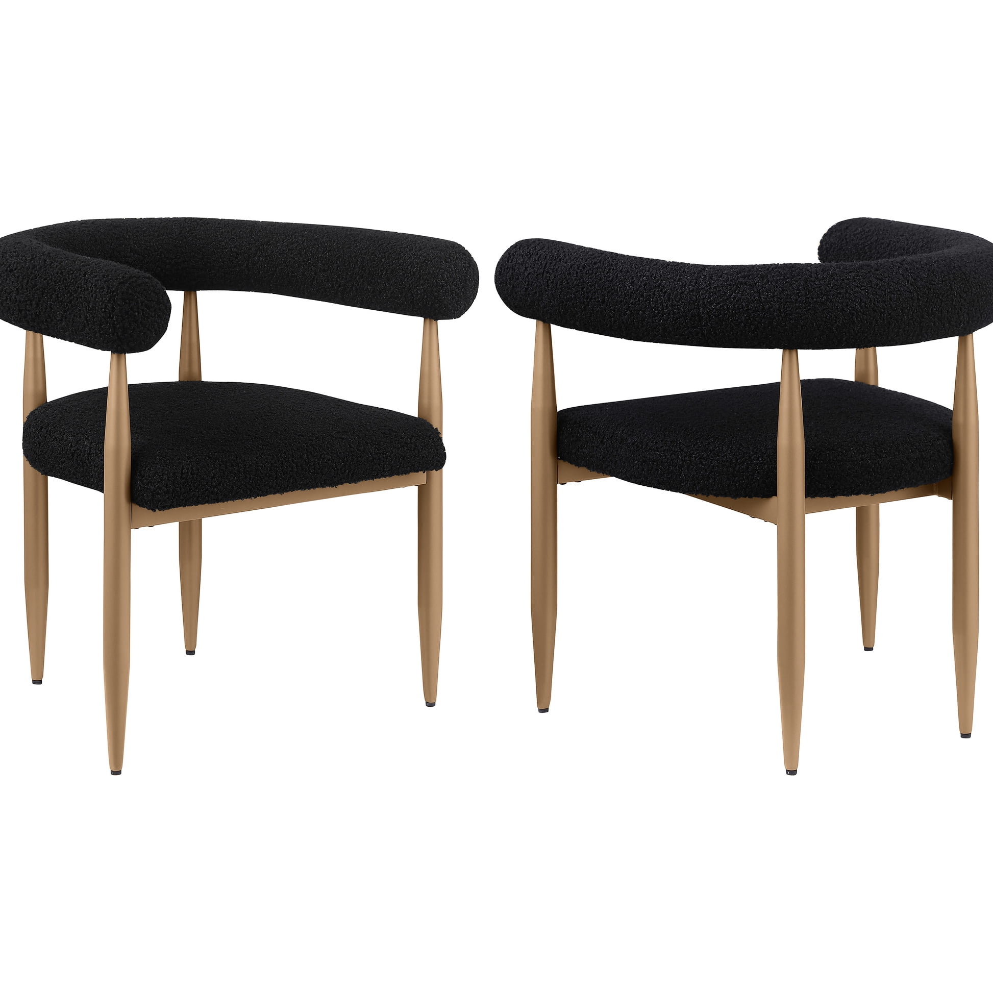 Modern U-shaped Dining Chairs, Black Textured Boucle Upholstery, Foam ...