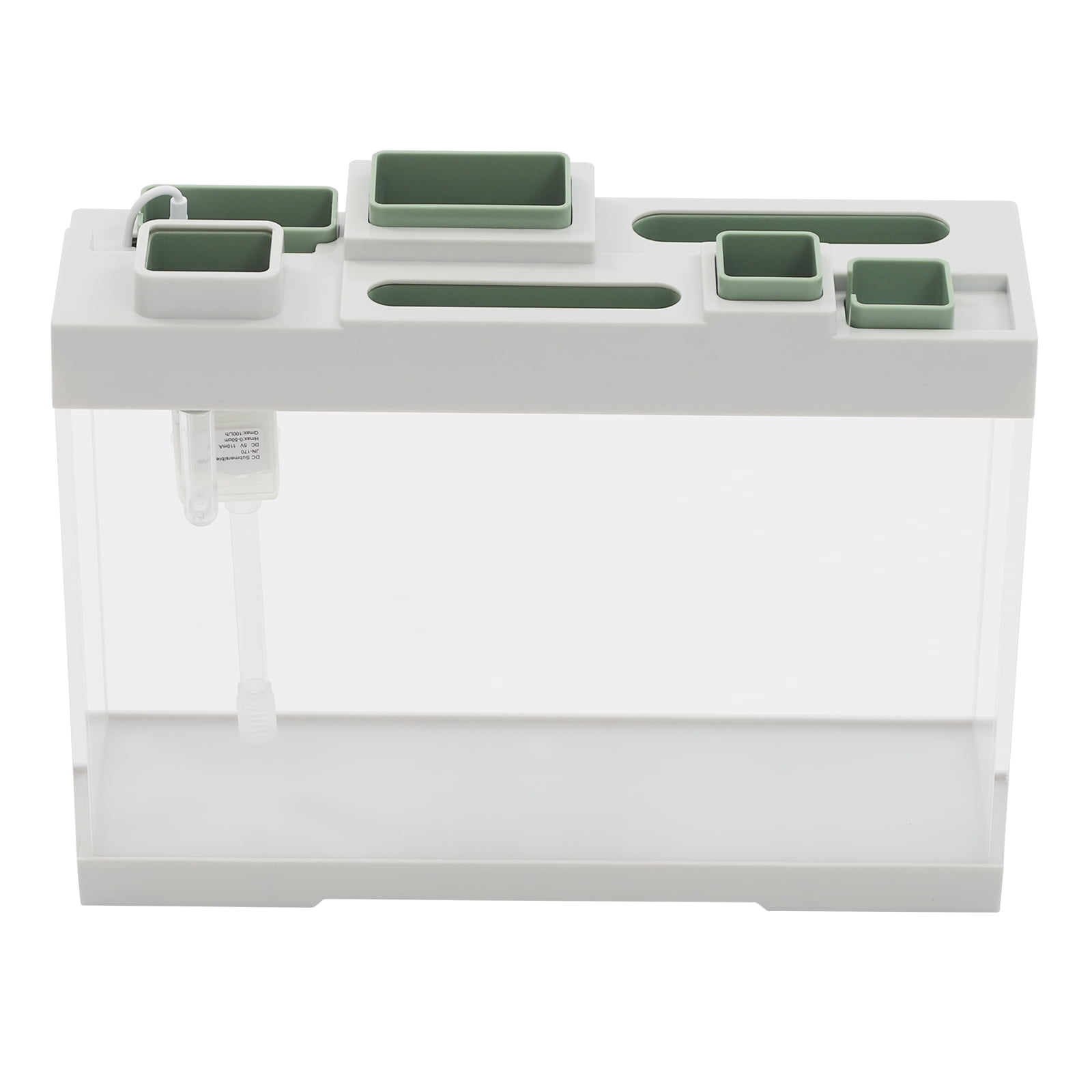 Modern USB Desktop Fish Tank w/ LED Light, Storage & Charging, 3.94 ...