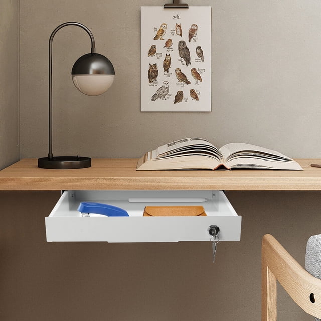 Modern Under Desk Mounted Sliding Pull-out Drawer, Storage Organizer ...