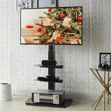 Modish Swivel Mount Corner TV Stand with Adjustable Bracket, 4-Tier ...