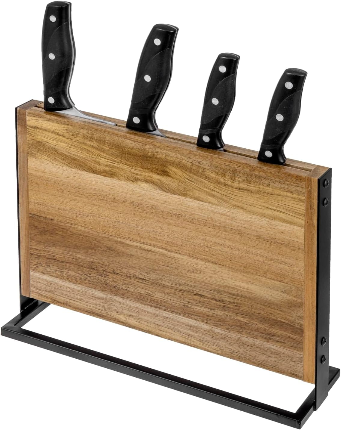 Modern Universal Kitchen Knife Block, Premium Acacia Solid Wood Board ...