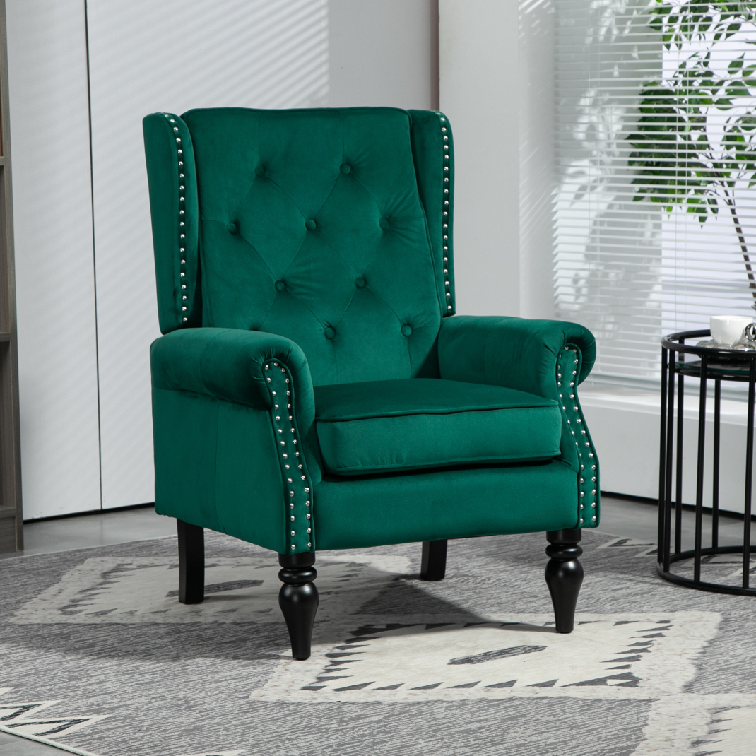 Modern Upholstered Accent Chair with Rivet & Wide Armrest, Living Room ...
