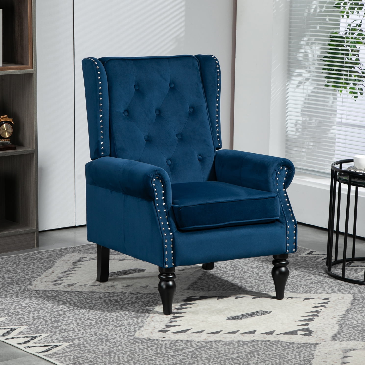 Modern Upholstered Accent Chair with Rivet & Wide Armrest, Living Room ...