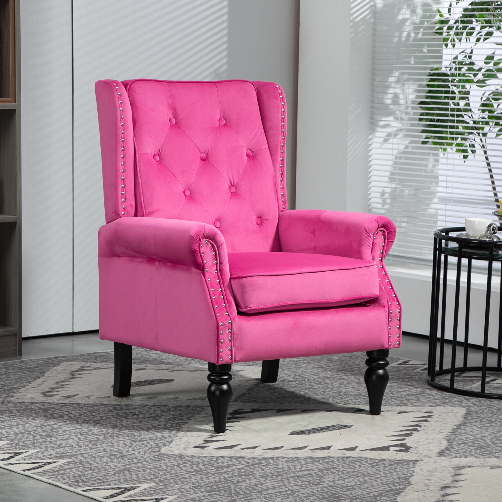 Modern Upholstered Accent Chair with Rivet & Wide Armrest, Living Room ...