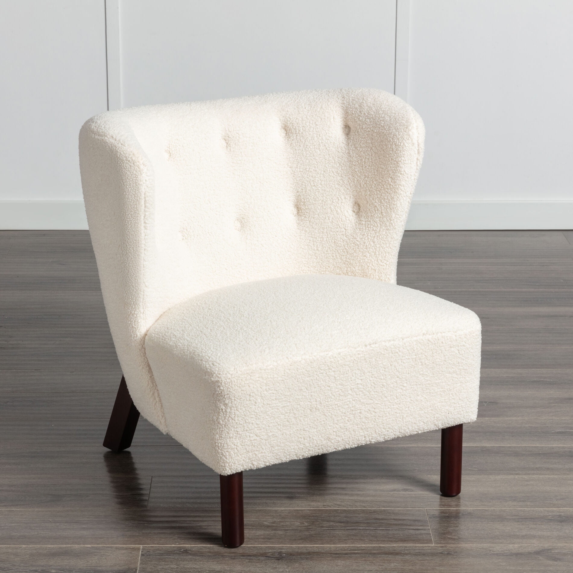 Modern Upholstered Armless Accent Chair, Sherpa Single Sofa Chair with ...