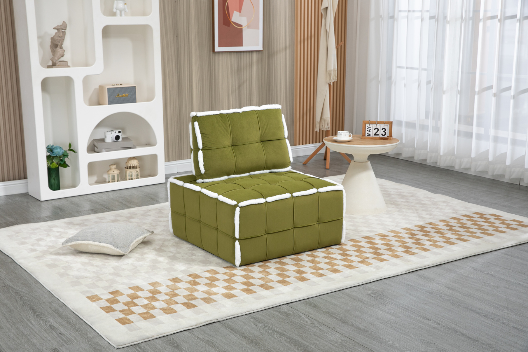 Modern Upholstered Armless Accent Chair, Tufted Deep Seat Modular Sofa ...