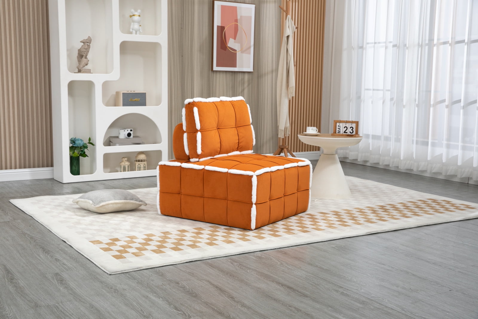 Modern Upholstered Armless Accent Chair, Tufted Deep Seat Modular Sofa ...