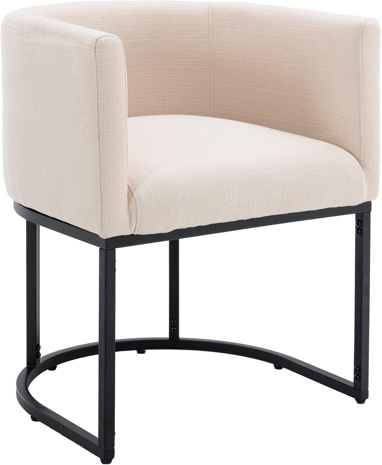 Modern Upholstered Barrel Dining Chairs with Arms Set of 1, Linen ...