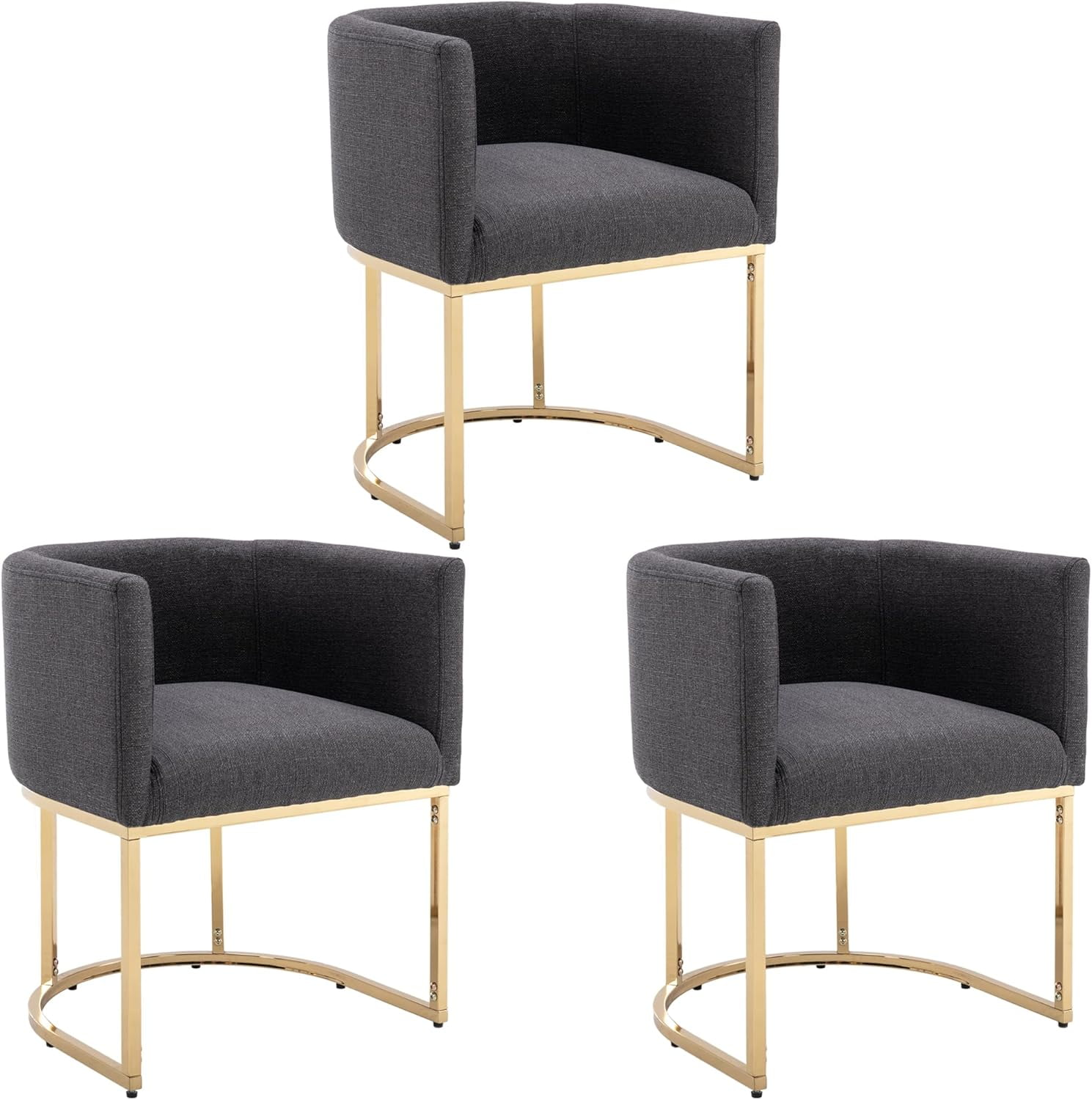 Modern Upholstered Barrel Dining Chairs with Arms Set Linen & Dining ...