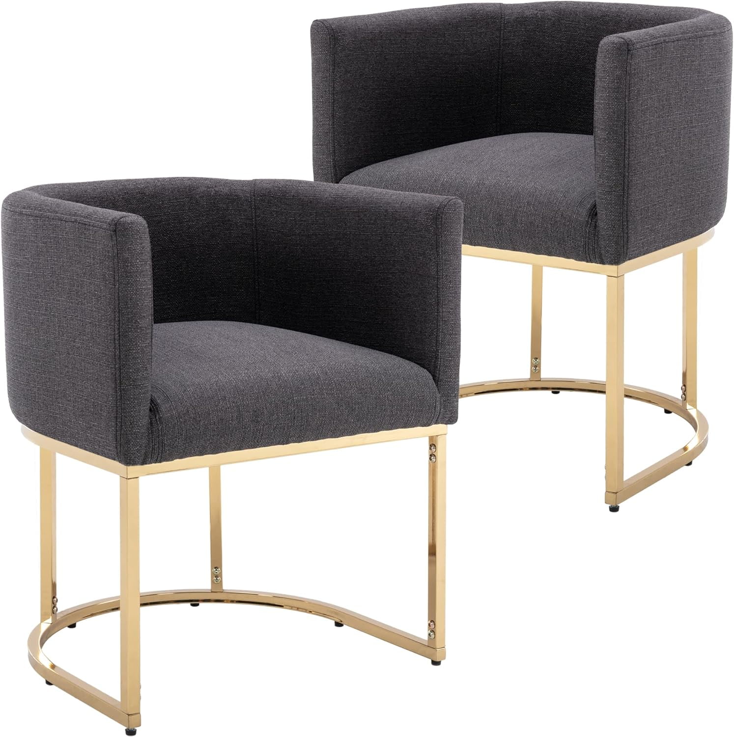 Modern Upholstered Barrel Dining Chairs with Arms Set Linen & Dining ...