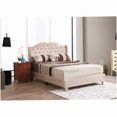 Modern Upholstered Bed Frame with Velvet Headboard, Beige Queen ...