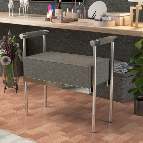 Modern Upholstered Bench Seat with Silver Frame,Ottoman Bench with ...