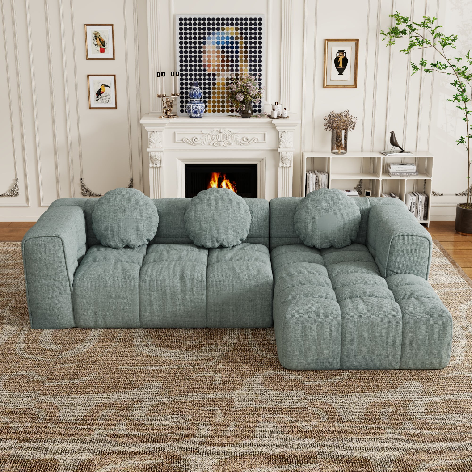 Modern Upholstered Combination Sofa Set, Fully Compressed Modular 103 ...