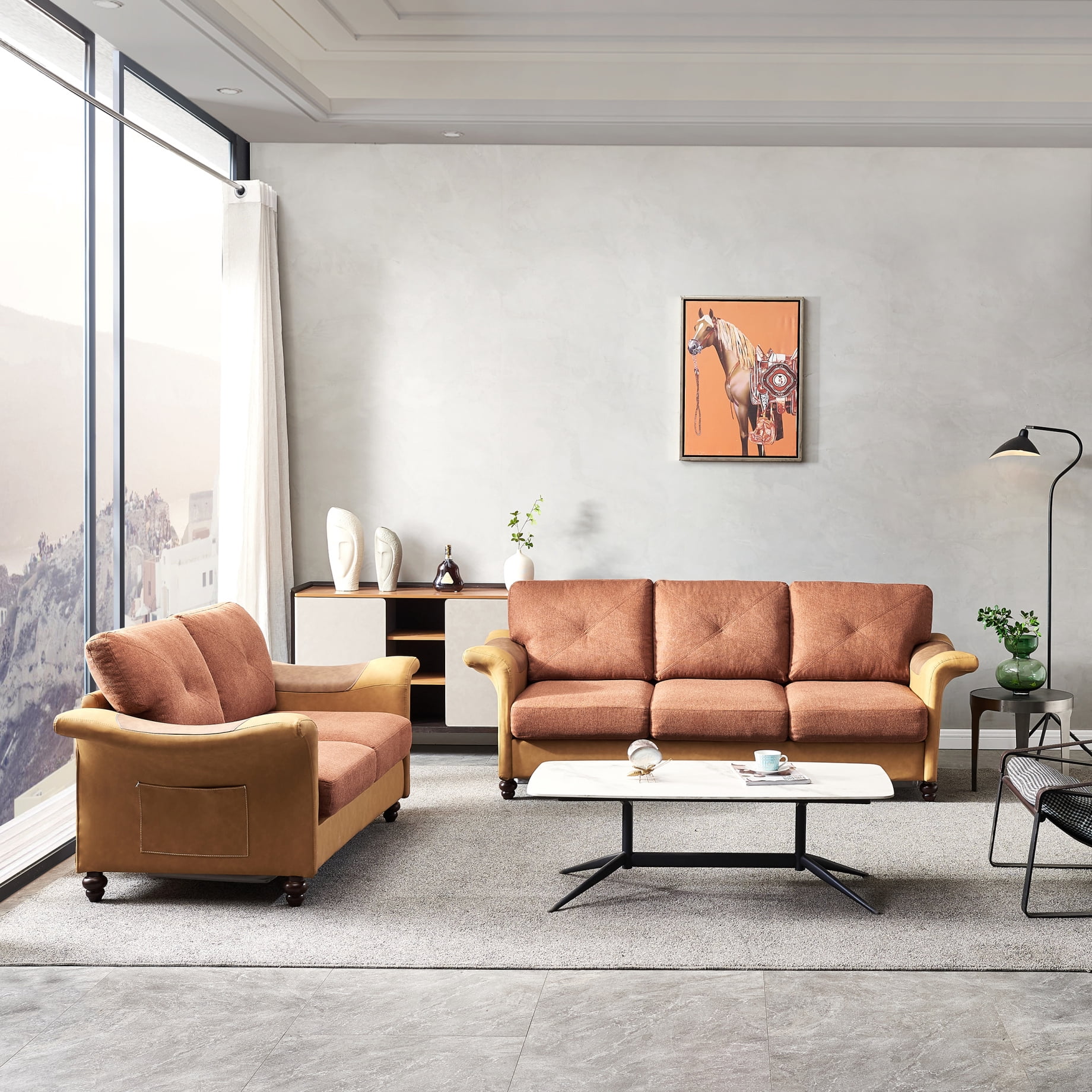 Modern Upholstered Couch with Storage Design and Removable Side Pockets ...