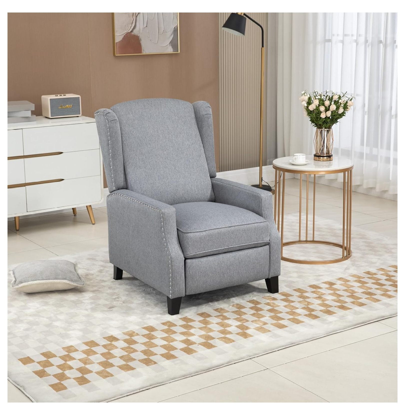 Modern Upholstered Leisure Chair, Recliner Accent Chair with Lumbar ...