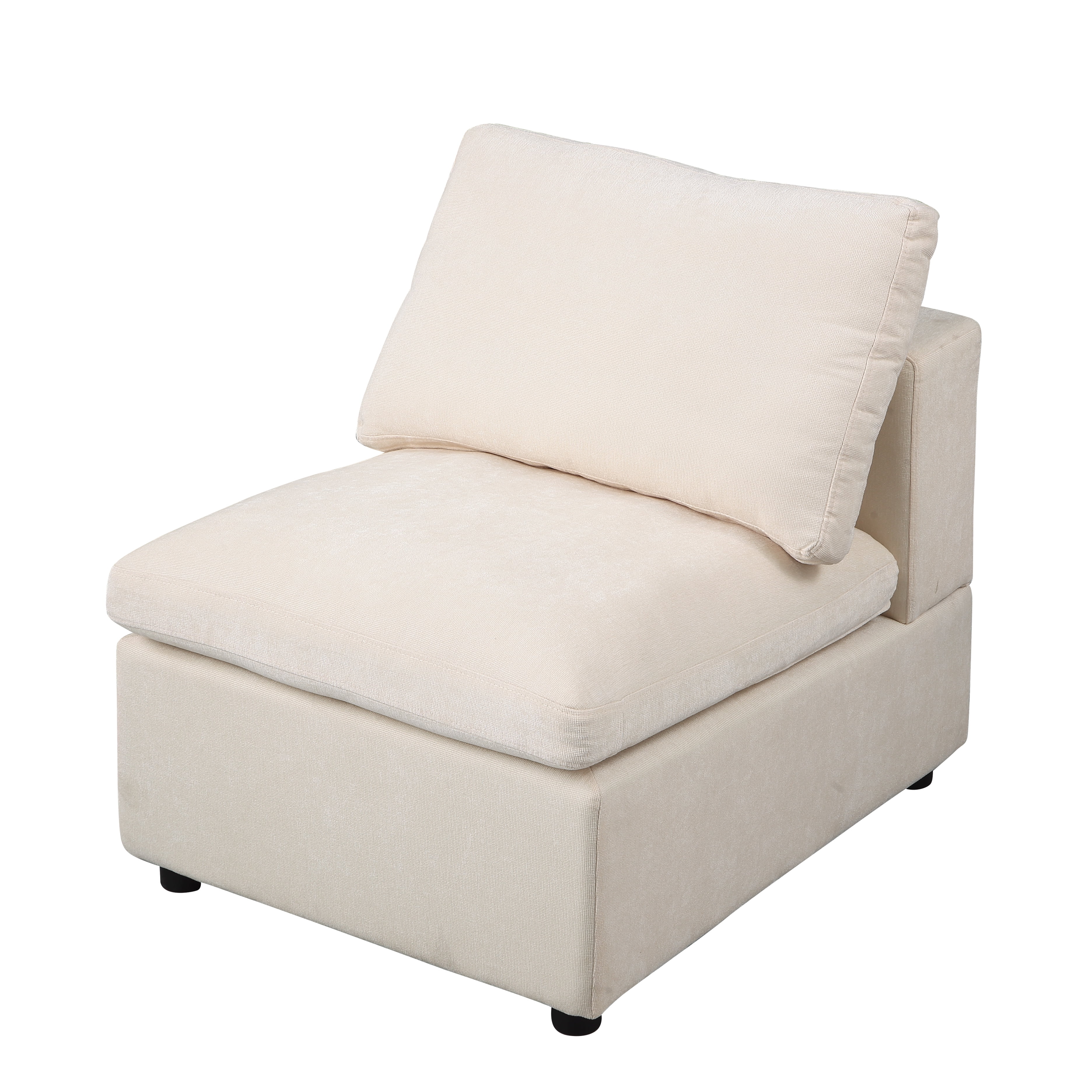 Modern Upholstered Middle Module for Modular Sectional - Chenille Beige ...