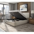 Modern Upholstered Platform Bed with Storage, Lift-Up Frame, Cream ...