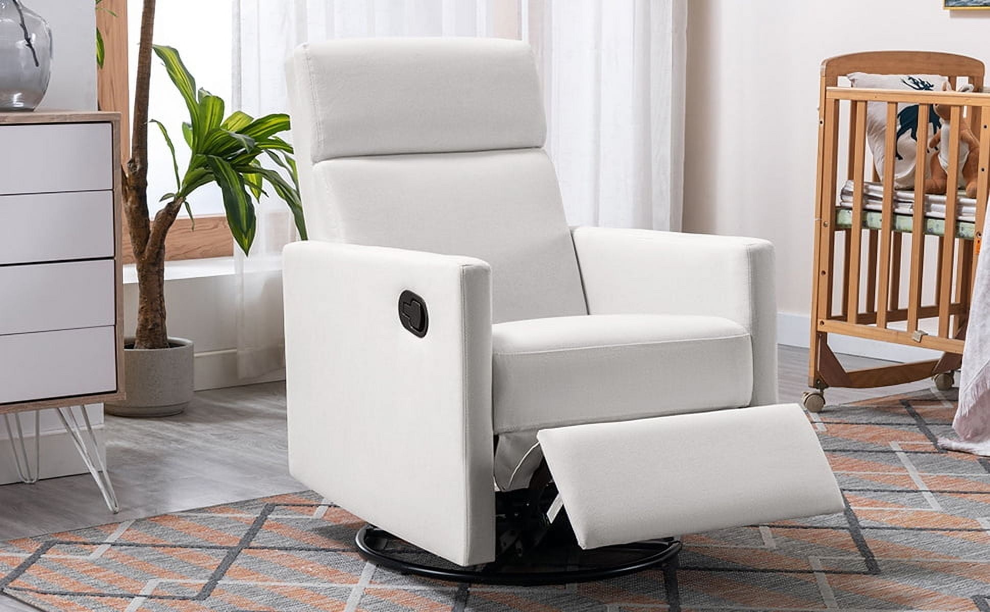 Modern Upholstered Rocker Chair with Adjustable Mechanism, Swivel ...
