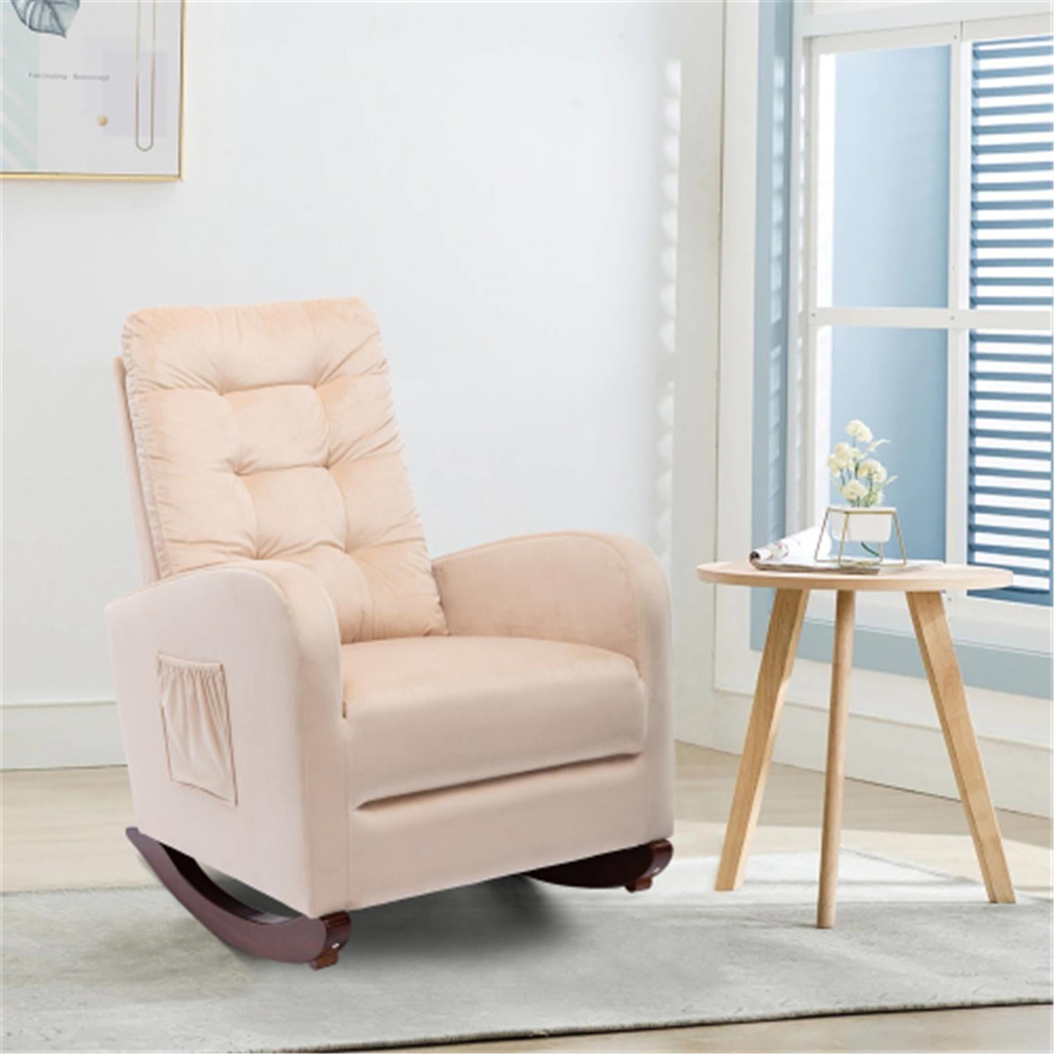 Modern Upholstered Rocking Chair, Comfortable Living Room Chair with ...